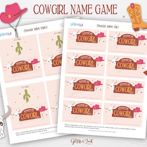 What's Your Cowgirl Name Printable Party Game, Pink Wild West Rodeo ...