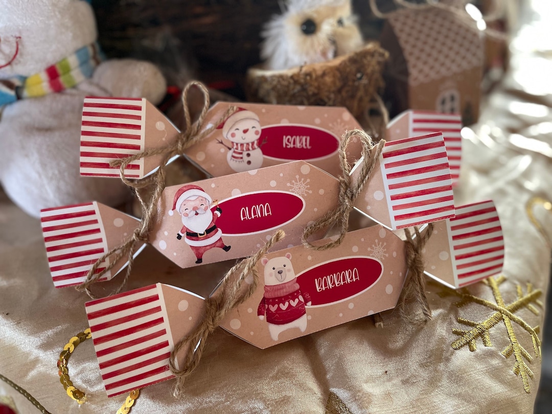Christmas Cracker Printable Bon Bon Gift Boxes, Personalized Kraft ...