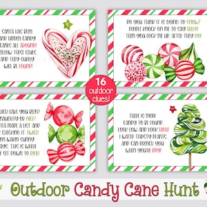 Outdoor Christmas Candy Cane Hunt Clue Cards, Peppermint Fun Family ...