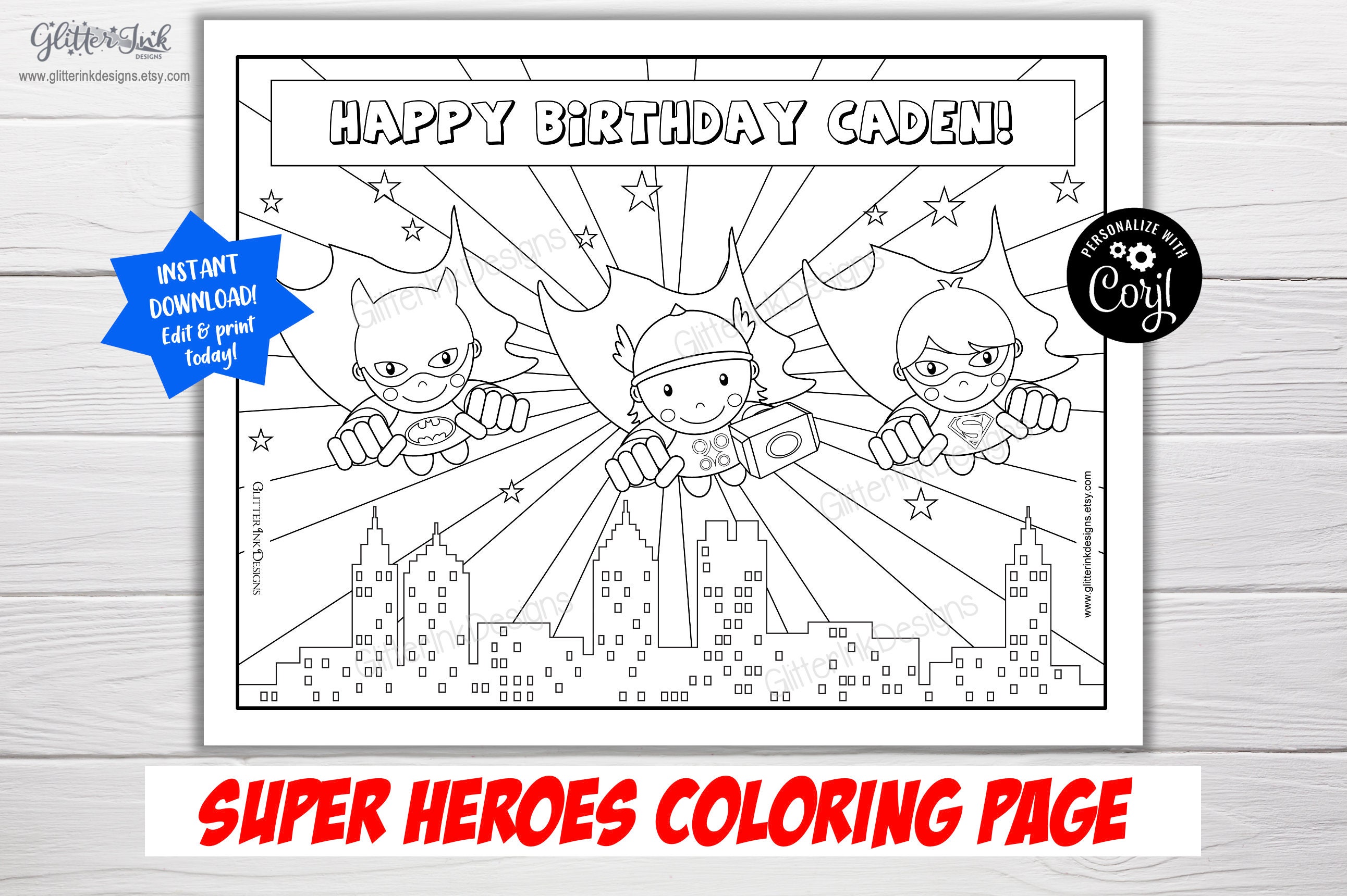 Flying Kid Superhero Coloring Page
