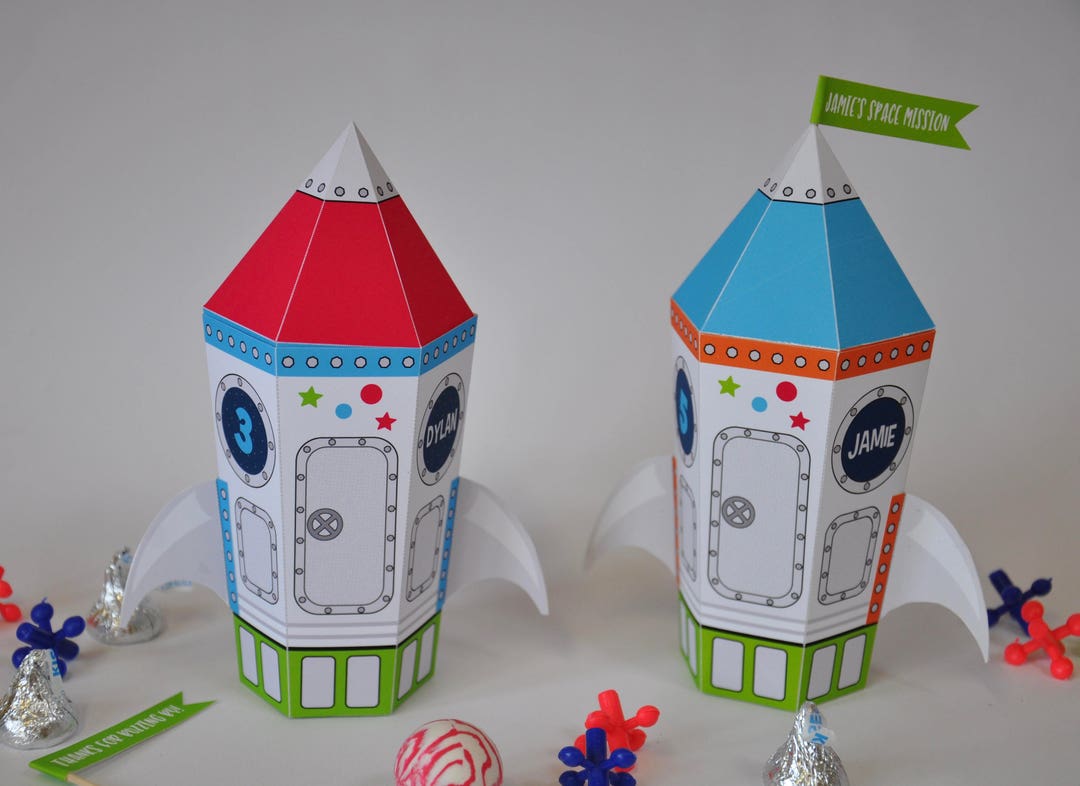 Outer Space Rocket Party Favors Printable Spaceship Favor Box ...