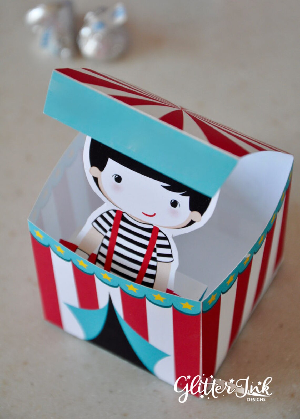 Circus Carnival Kids Pop up Favor Box Jack in the Box PDF Printable ...