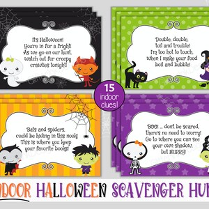 Indoor Halloween Scavenger Hunt Clue Cards / Kids Halloween Treasure ...