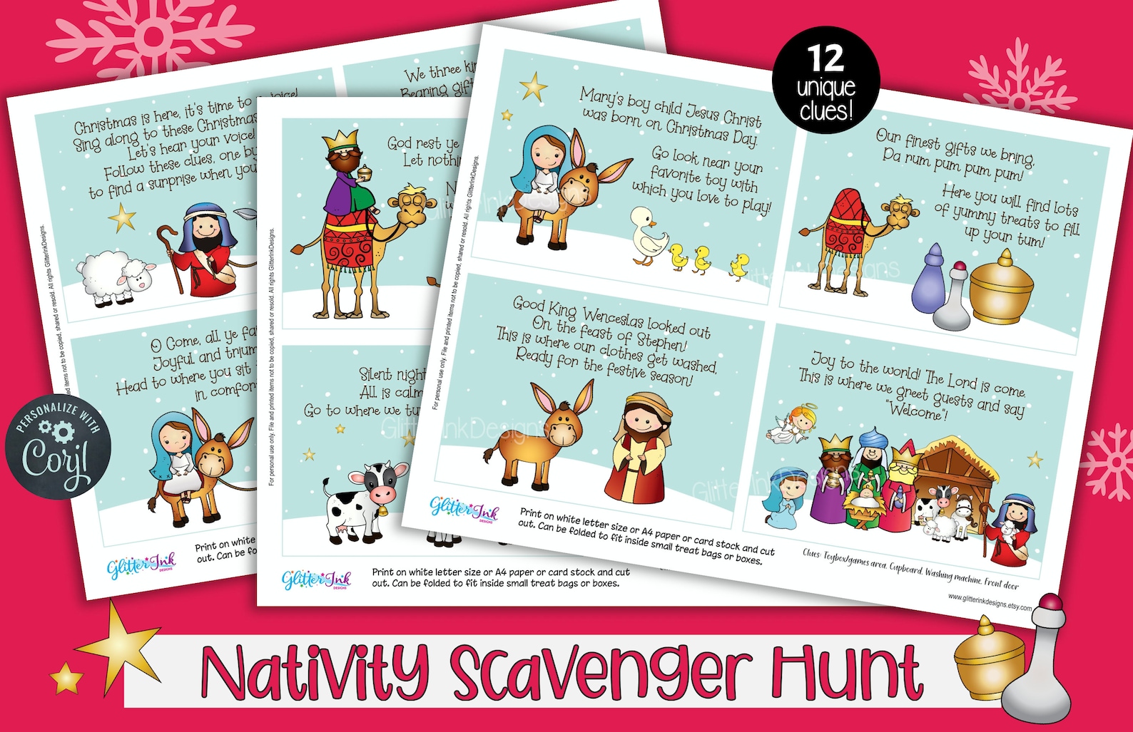 Nativity Scene Christmas Scavenger Hunt Clue Cards / Christmas - Etsy