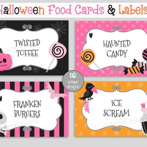 Halloween Party Food Tent Cards / Orange and Pink Halloween Printable ...