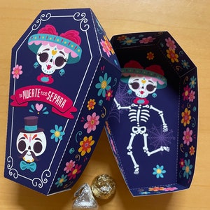 Day of the Dead Coffin Treat Box, Día De Los Muertos Sugar Skull Party ...