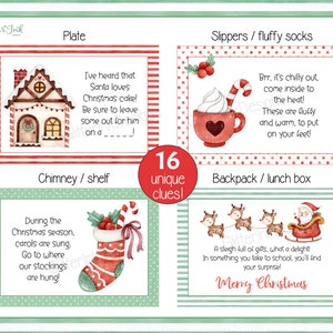 Christmas Scavenger Hunt Clue Cards / Christmas Kids Treasure Hunt ...