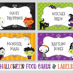Halloween Party Food Tent Cards / Halloween Printable Treat - Etsy