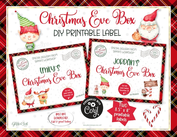 Christmas Eve Box printable label / Twas the night before Christmas ...