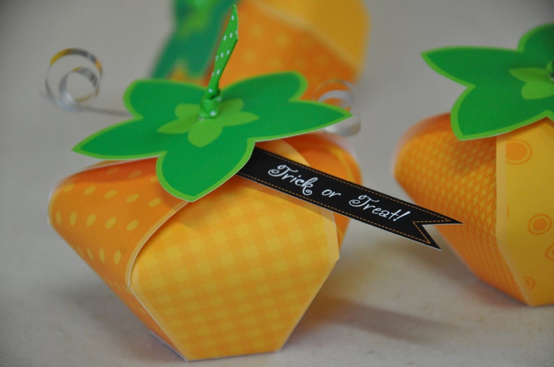 Halloween Party Pumpkin Favor Box / Treat Box PDF Printable Template ...