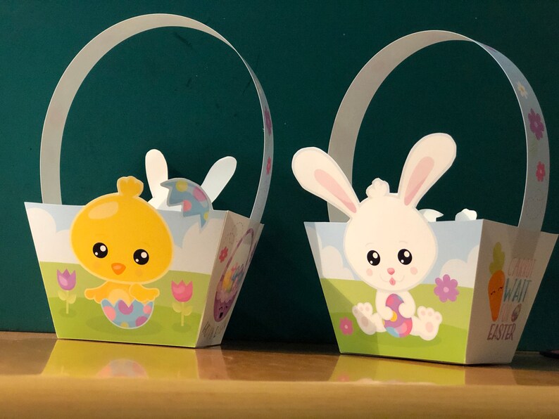 Mini Easter Basket Coloring Page / Easter Chick and Easter | Etsy