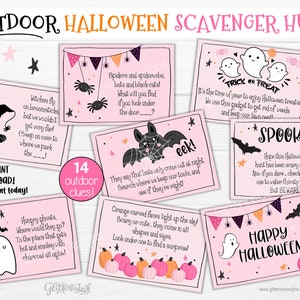 Pink Halloween Outdoor Scavenger Hunt / Kids Halloween Treasure Hunt ...