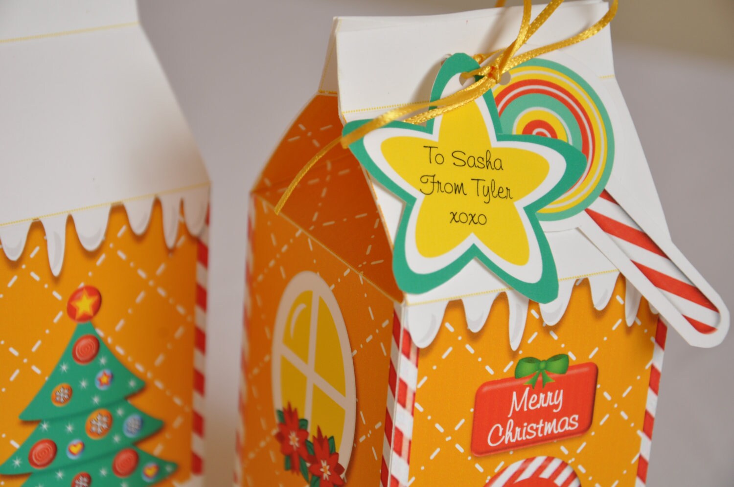 Christmas Gift Box / Gingerbread House Milk Carton / | Etsy