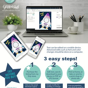 Outer Space Party Photo Booth Frame / Rocket Printable Party Prop ...