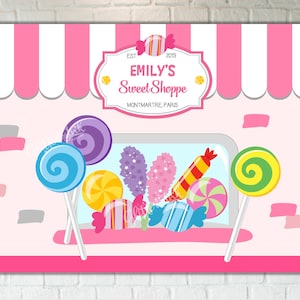 PRINTABLE 24x36" Candy Shop Dessert Table Backdrop Decoration ...