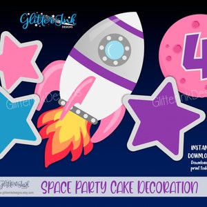 Outer Space Party Printable Cake Topper / Outer Space Birthday Cake ...