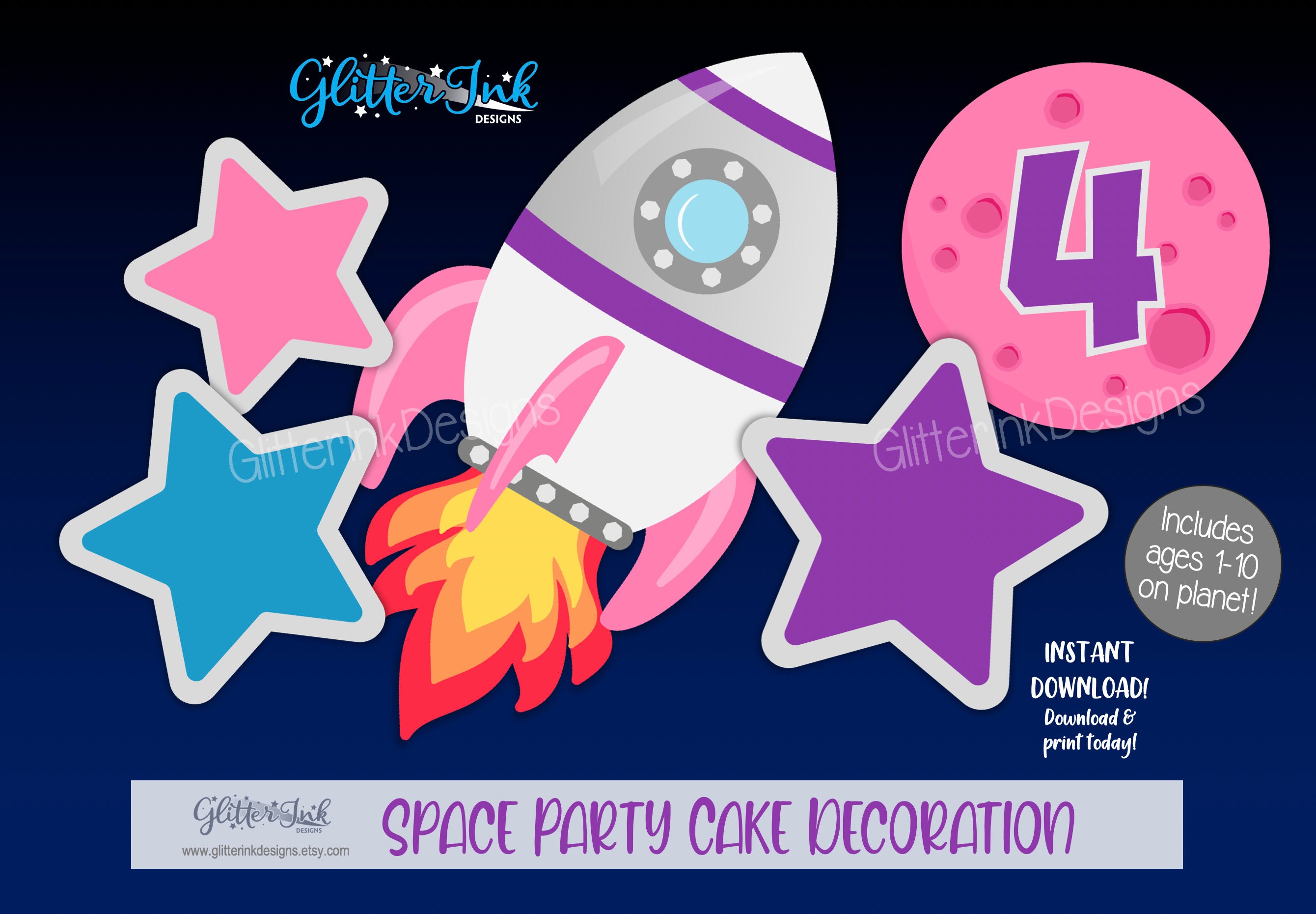 Outer Space Party Printable Cake Topper / Outer Space Birthday - Etsy ...