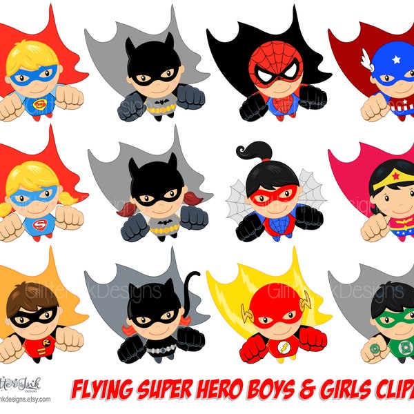 Superhero Clipart - Etsy