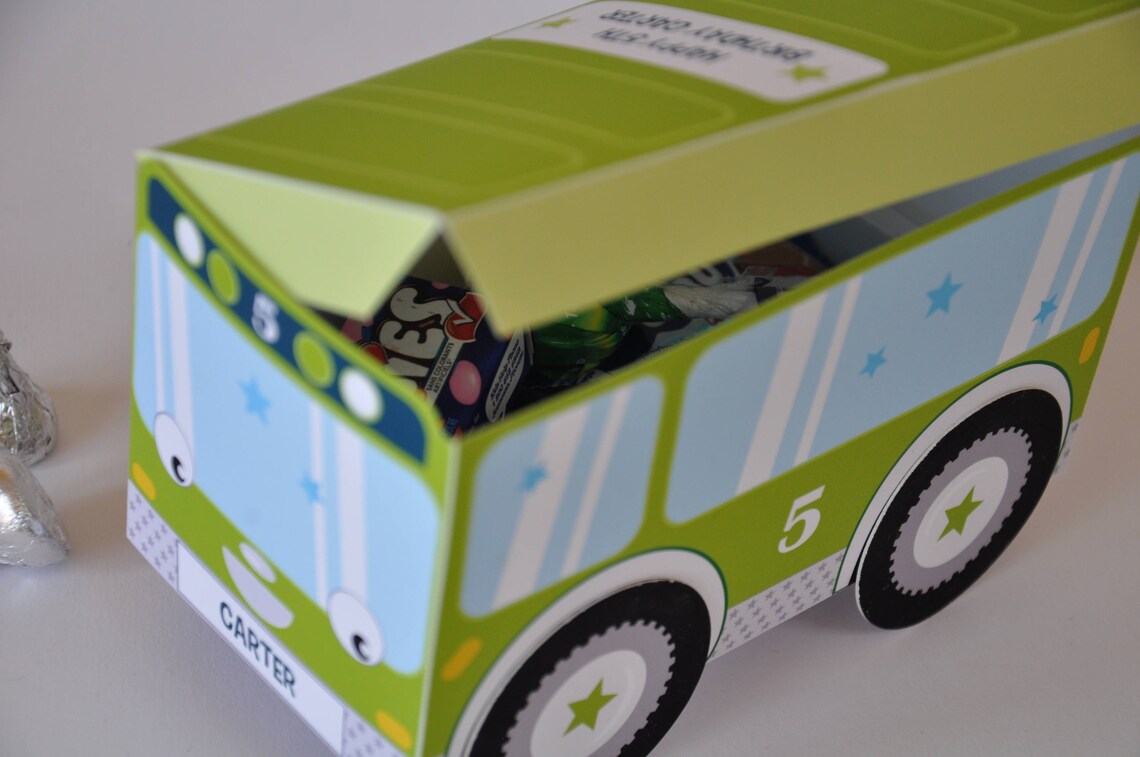 Little Bus Birthday Printable Favor Box / Bus Party Treat Box - Etsy