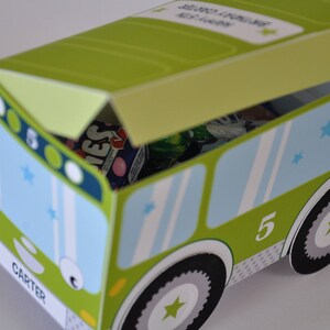 Little Bus Birthday Printable Favor Box / Bus Party Treat Box Cupcake ...