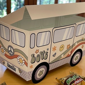 Groovy Party Hippie Bus Printable Favor Box / Van Party Favors / Retro ...