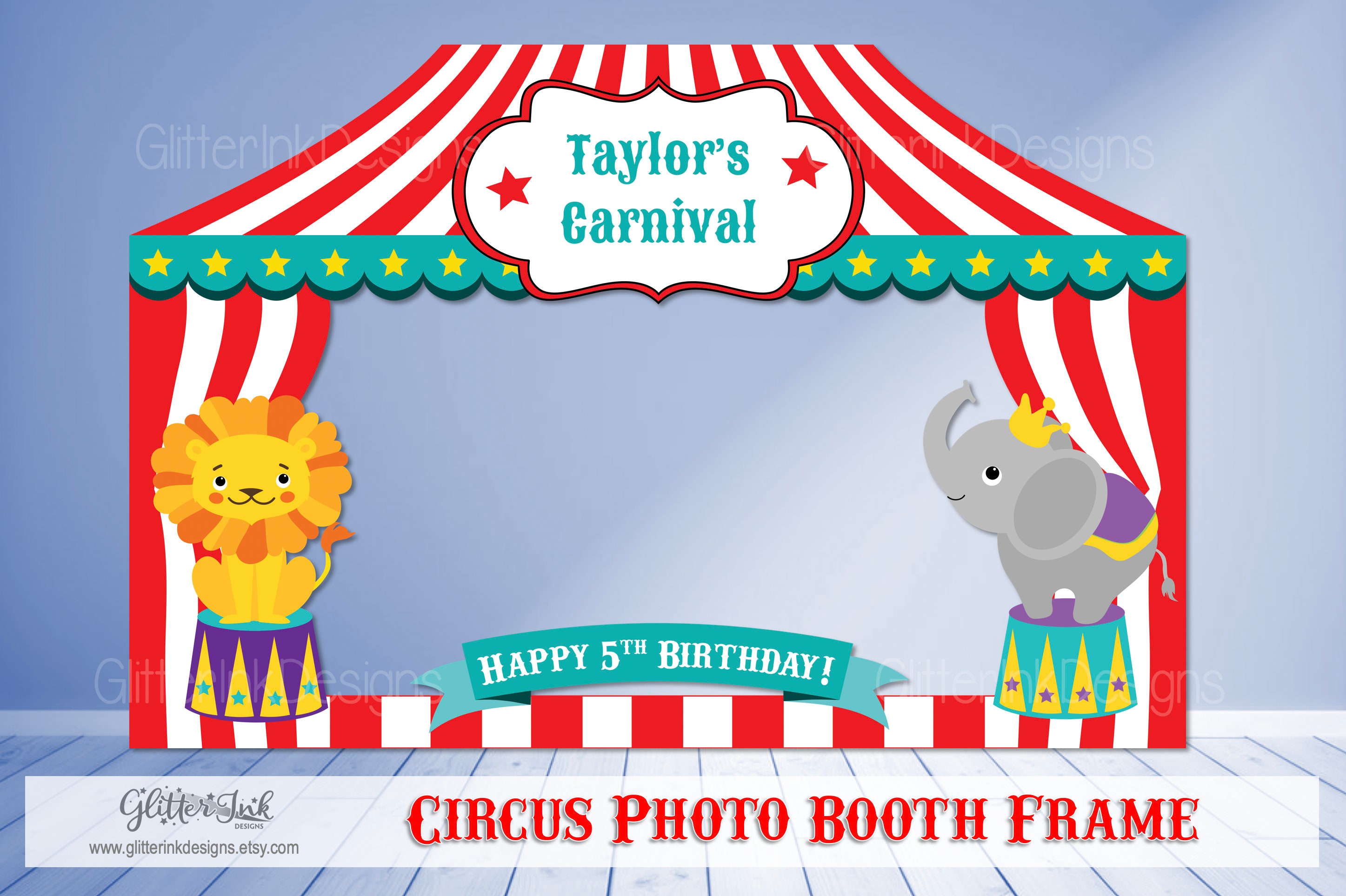 Circus Carnival Party Photo Booth Frame - PDF and PNG Printable Files ...