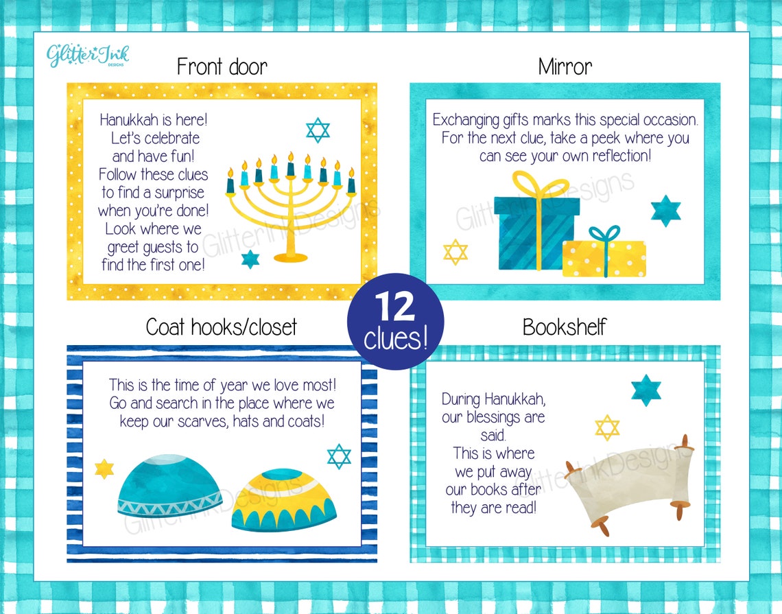 Hanukkah Scavenger Hunt Clue Cards / Hanukkah Treasure Hunt - Etsy