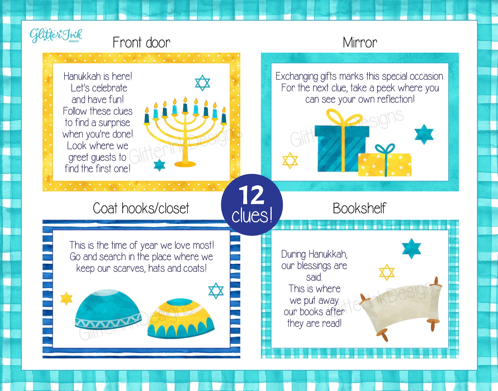 Hanukkah Scavenger Hunt Clue Cards / Hanukkah Treasure Hunt - Etsy