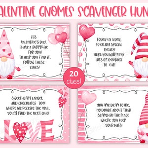 Valentine's Day Scavenger Hunt Clue Cards / Valentines Day Treasure ...