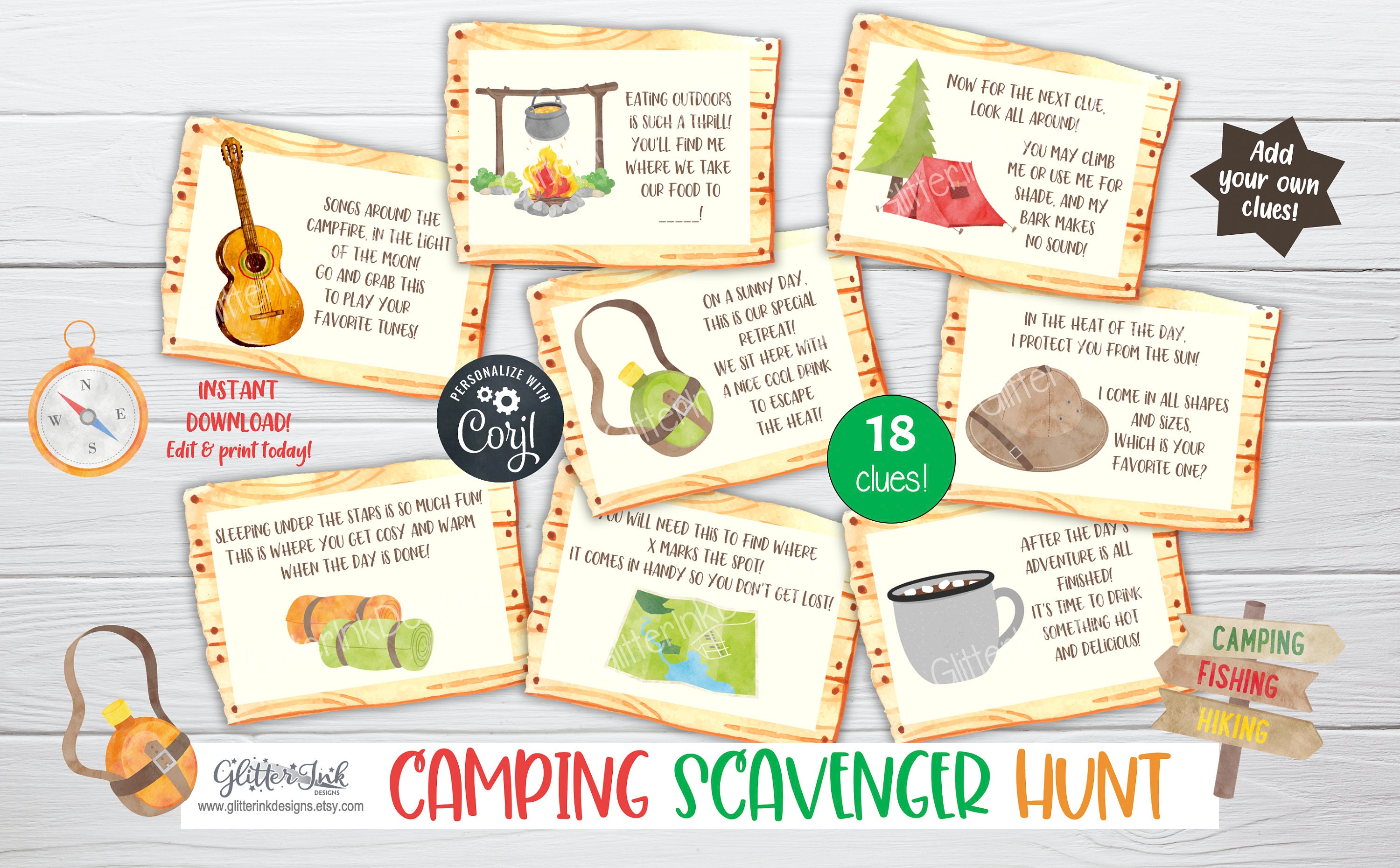 Paper & Party Supplies Party Supplies Camping party printable outdoor ...