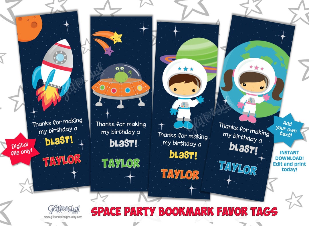 Outer Space Printable Bookmarks / Space Party Favors / Spaceship ...