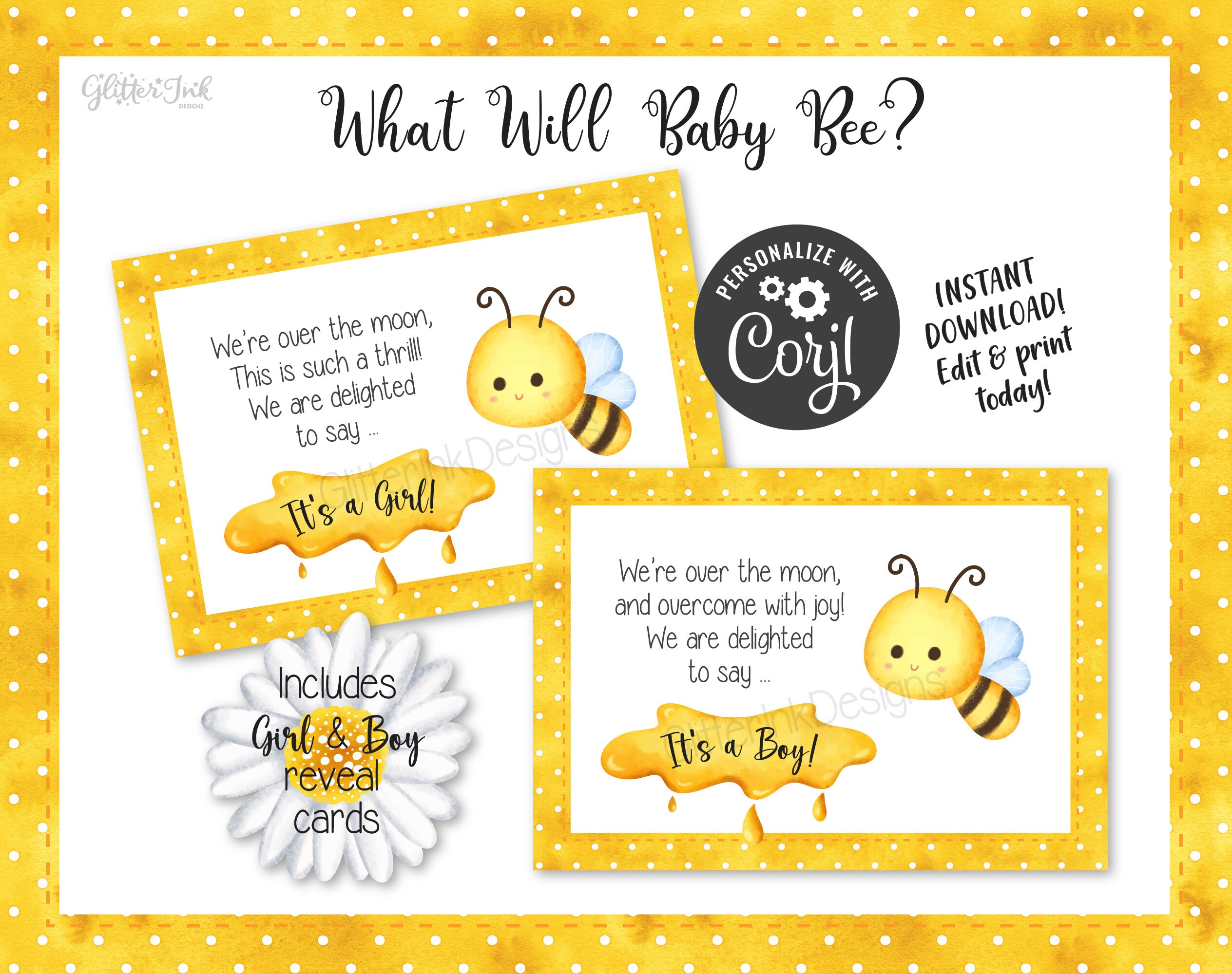 What Will Baby Bee? Gender Reveal Scavenger Hunt Clue Cards for Baby ...