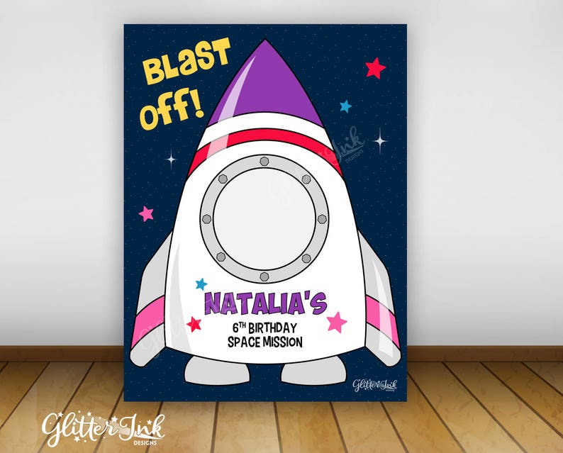 Outer Space Party Printable Photo Booth Frame / Rocket Party - Etsy