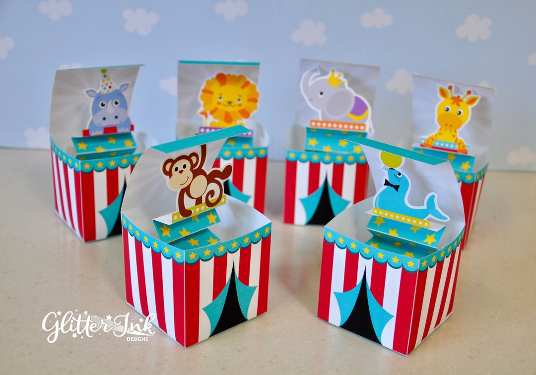 Circus Animal Pop up Jack in the Box Favor Box / Safari Zoo Animal ...