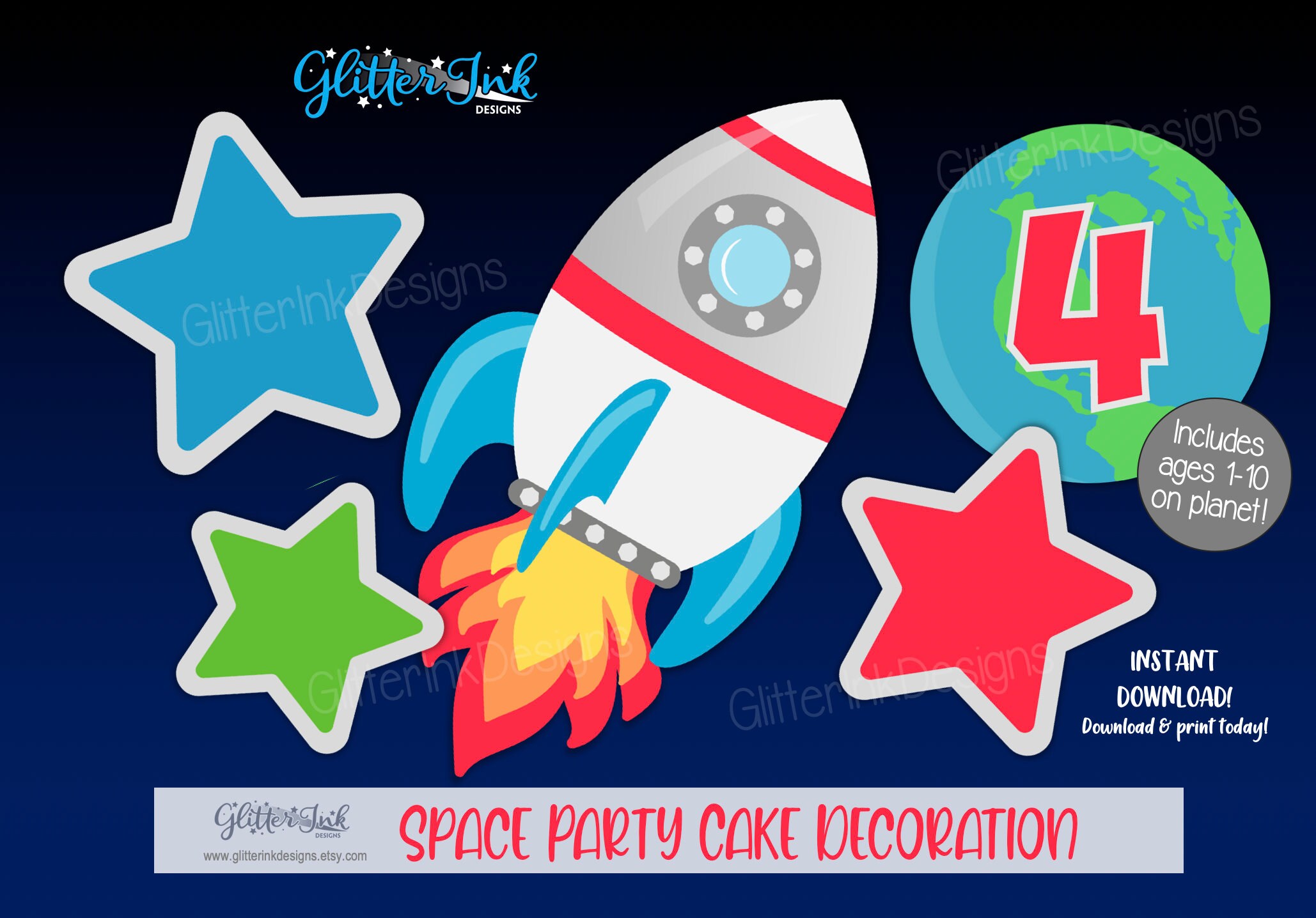 Outer Space Party Printable Cake Topper / Space Centerpiece / Space ...
