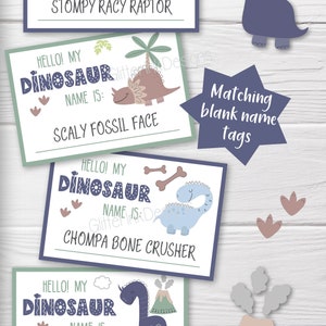 What's Your Dinosaur Name Printable Party Game Sign, Name Tags and ...