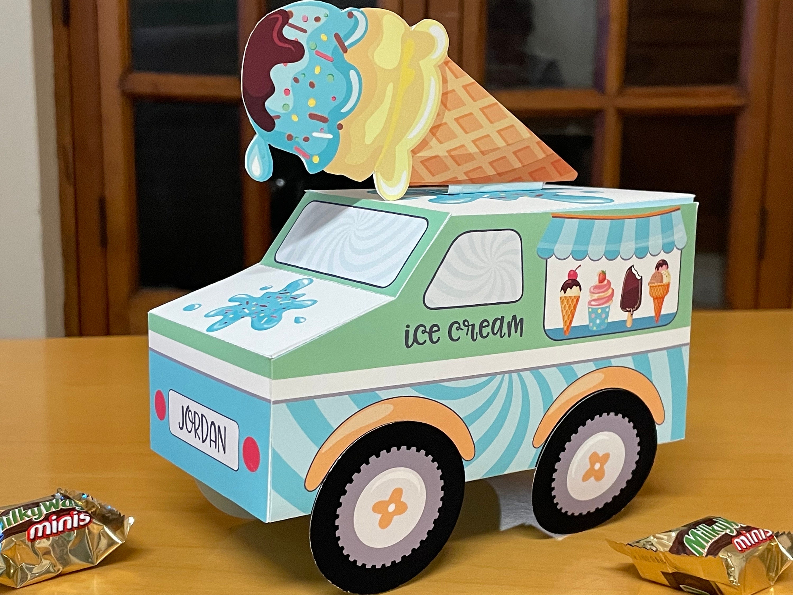 Ice Cream Truck Printable Favor Box / DIY Ice Cream Party Favors ...