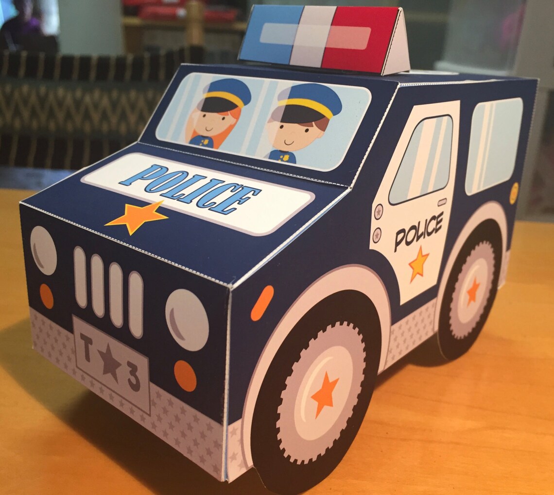 Police Car Favor Box Centerpiece Decoration, First Responder Printable ...