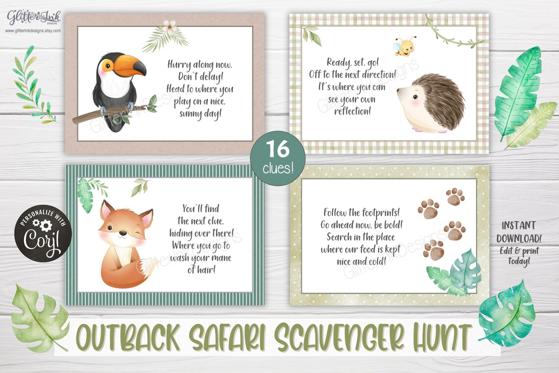 Jungle Safari Animal Scavenger Hunt Clue Cards / Australian - Etsy