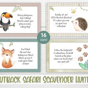 Jungle Safari Animal Scavenger Hunt Clue Cards / Australian Outback ...