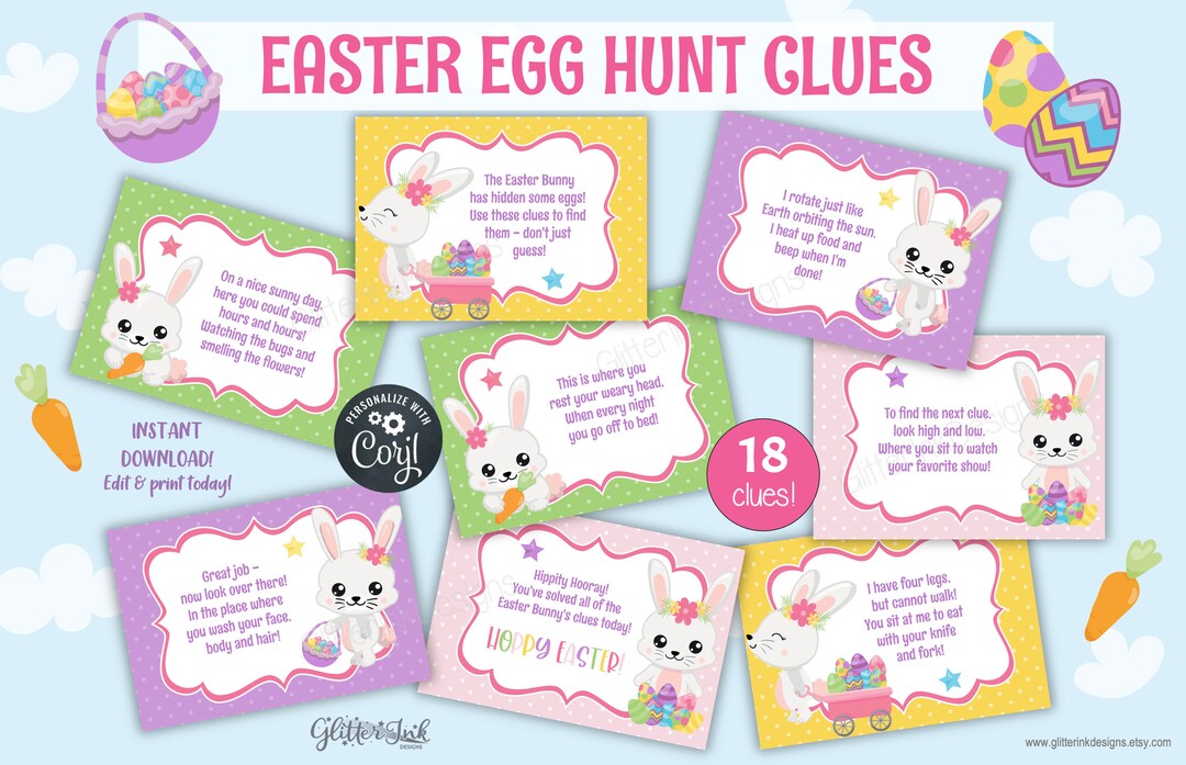 Easter Egg Hunt Clues / Easter Scavenger Hunt Clue Cards / Easter ...