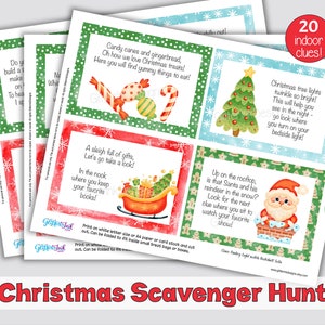 Christmas Scavenger Hunt Clue Cards / Christmas Kids Treasure Hunt ...