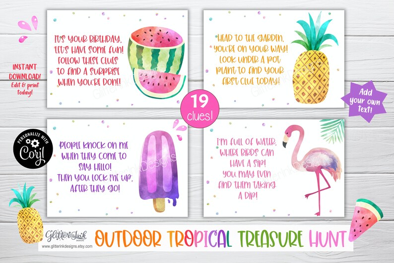Toucan Flamingo Summer Scavenger Hunt Printable, Pineapple Watermelon ...