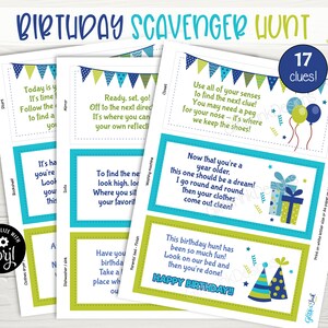 Birthday Scavenger Hunt for Kids / Birthday Party Treasure Hunt Clues ...