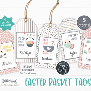 Easter Basket Tags for Kids / Printable Easter Basket Gift Tags ...