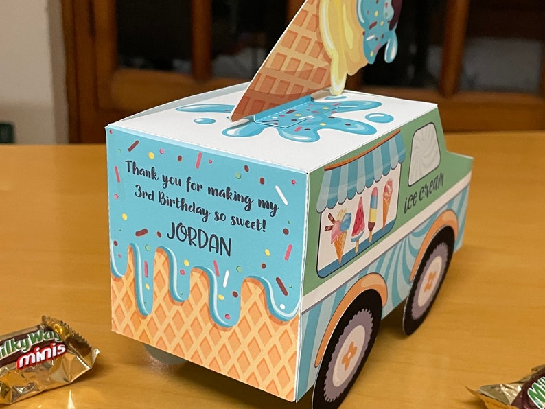 Ice Cream Truck Printable Favor Box / DIY Ice Cream Party Favors ...