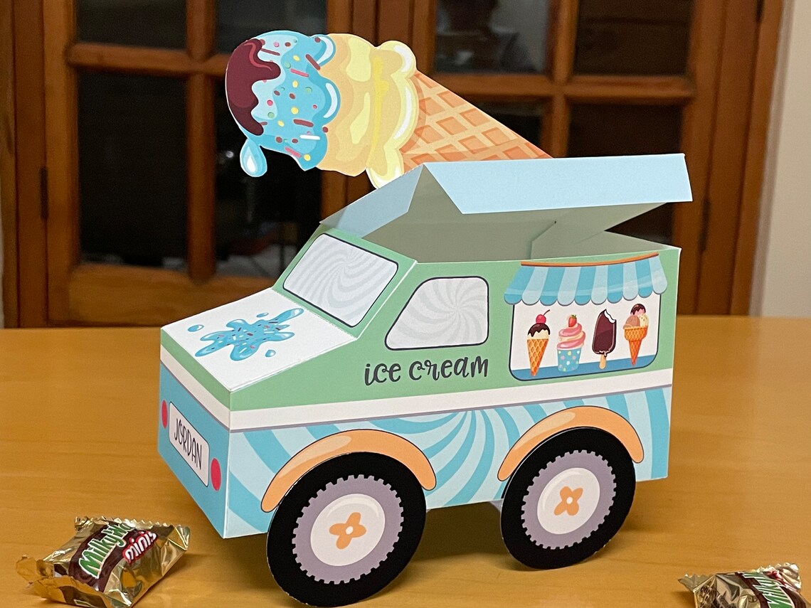 Ice Cream Truck Printable Favor Box / DIY Ice Cream Party Favors ...
