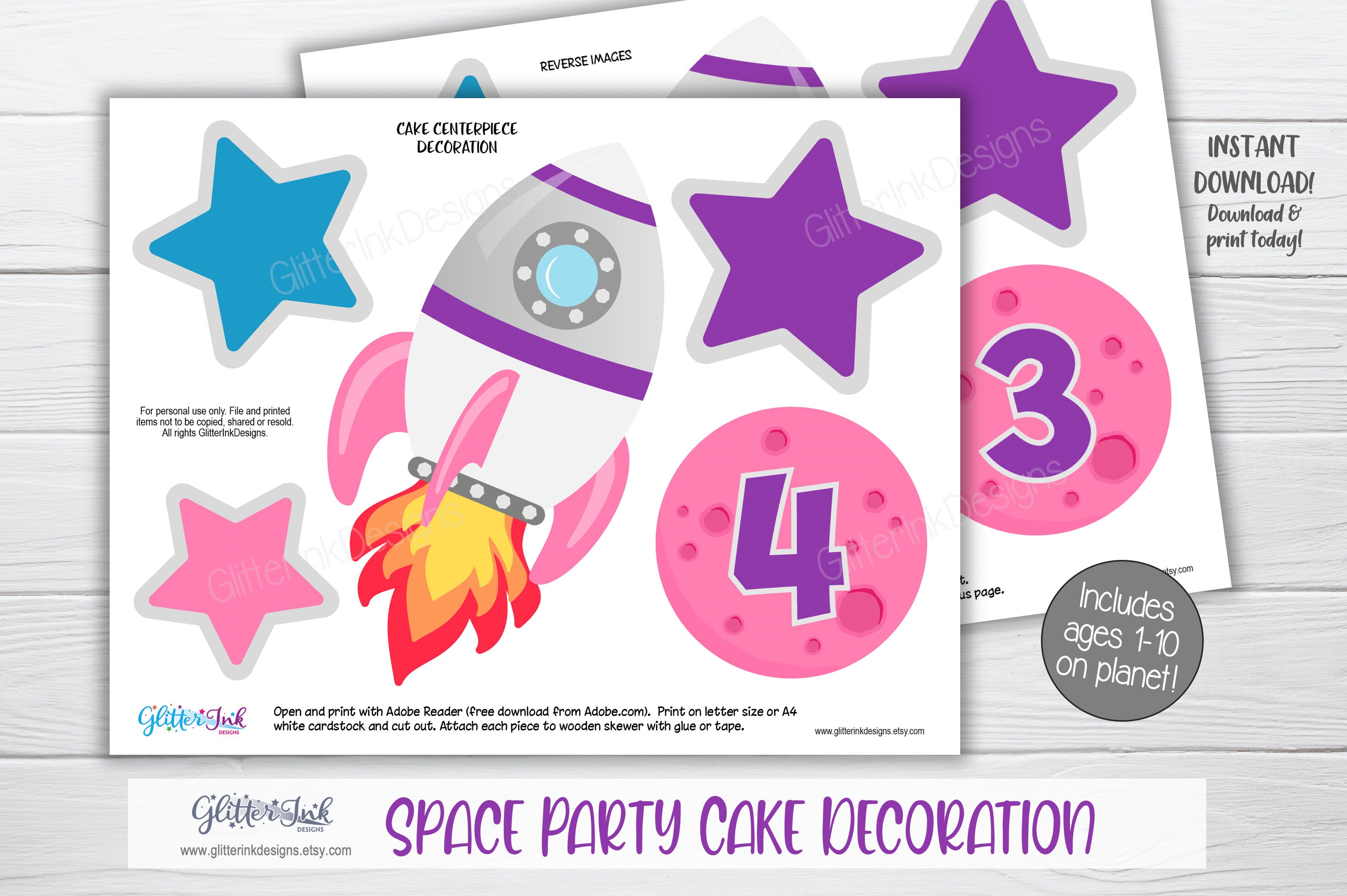 Outer space party printable cake topper / Outer space birthday | Etsy