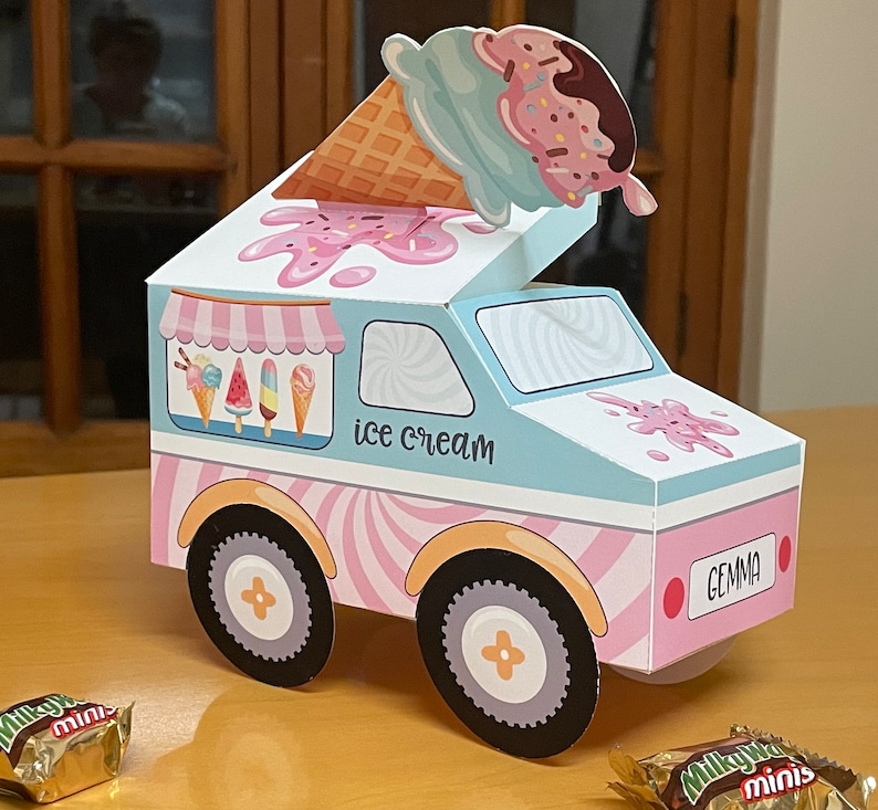 Ice Cream Truck Favor Box Printable Party Favors, Two Sweet Birthday ...