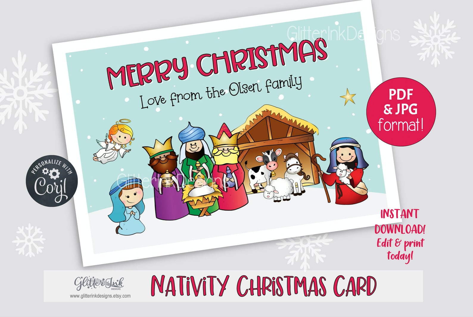 Nativity Scene Christmas Card / Printable Christmas Card / - Etsy